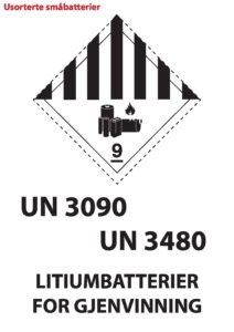 Merking, usorterte småbatterier - Batteriretur